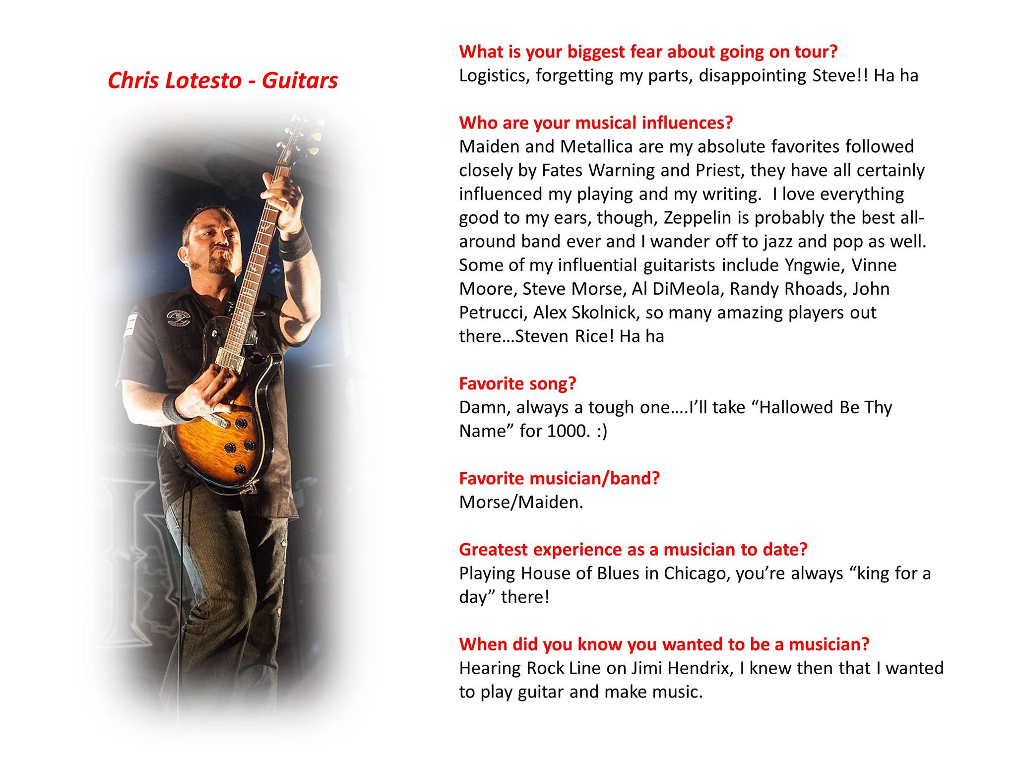Meet The Band – Chris Lotesto - David Reed Watson